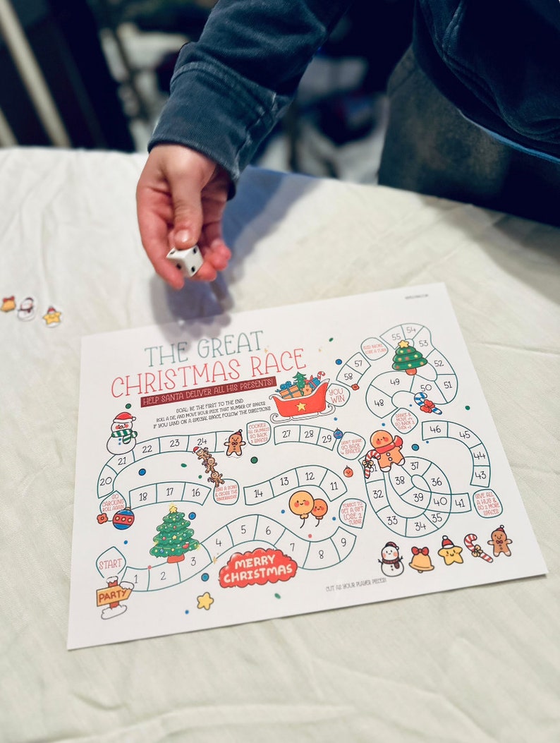 PRINTABLE Christmas Board Game | the Great Race | Xmas Family Party ...