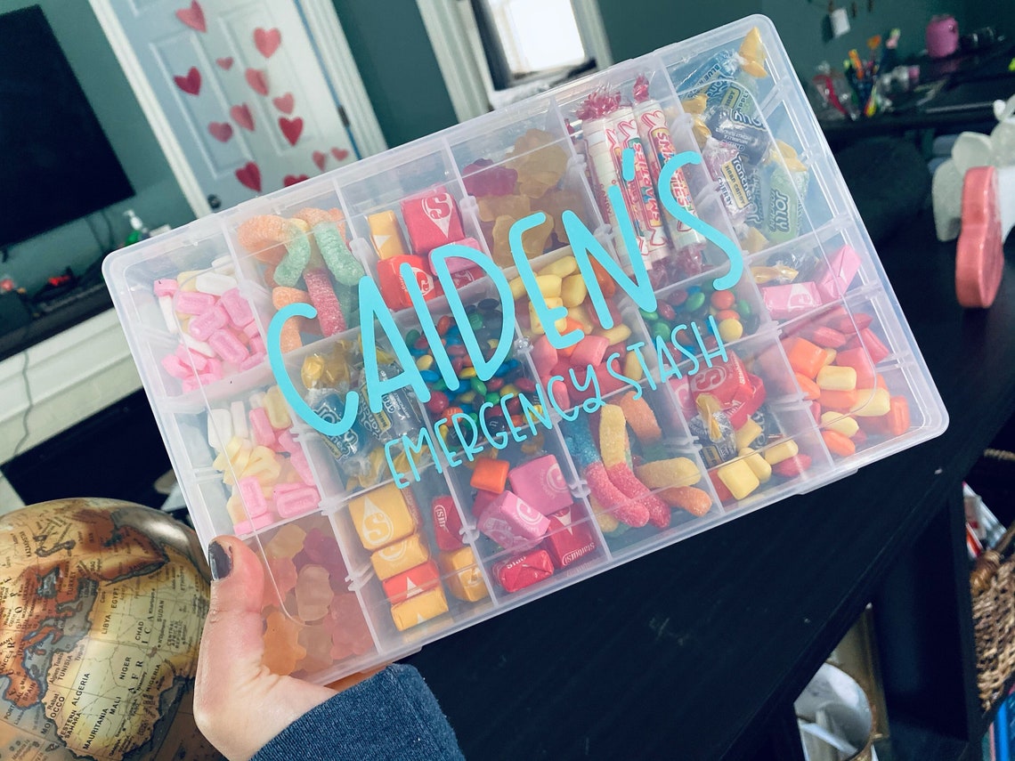 Custom Name Emergency Stash SVG: Personalized Candy Box Decal (digital ...