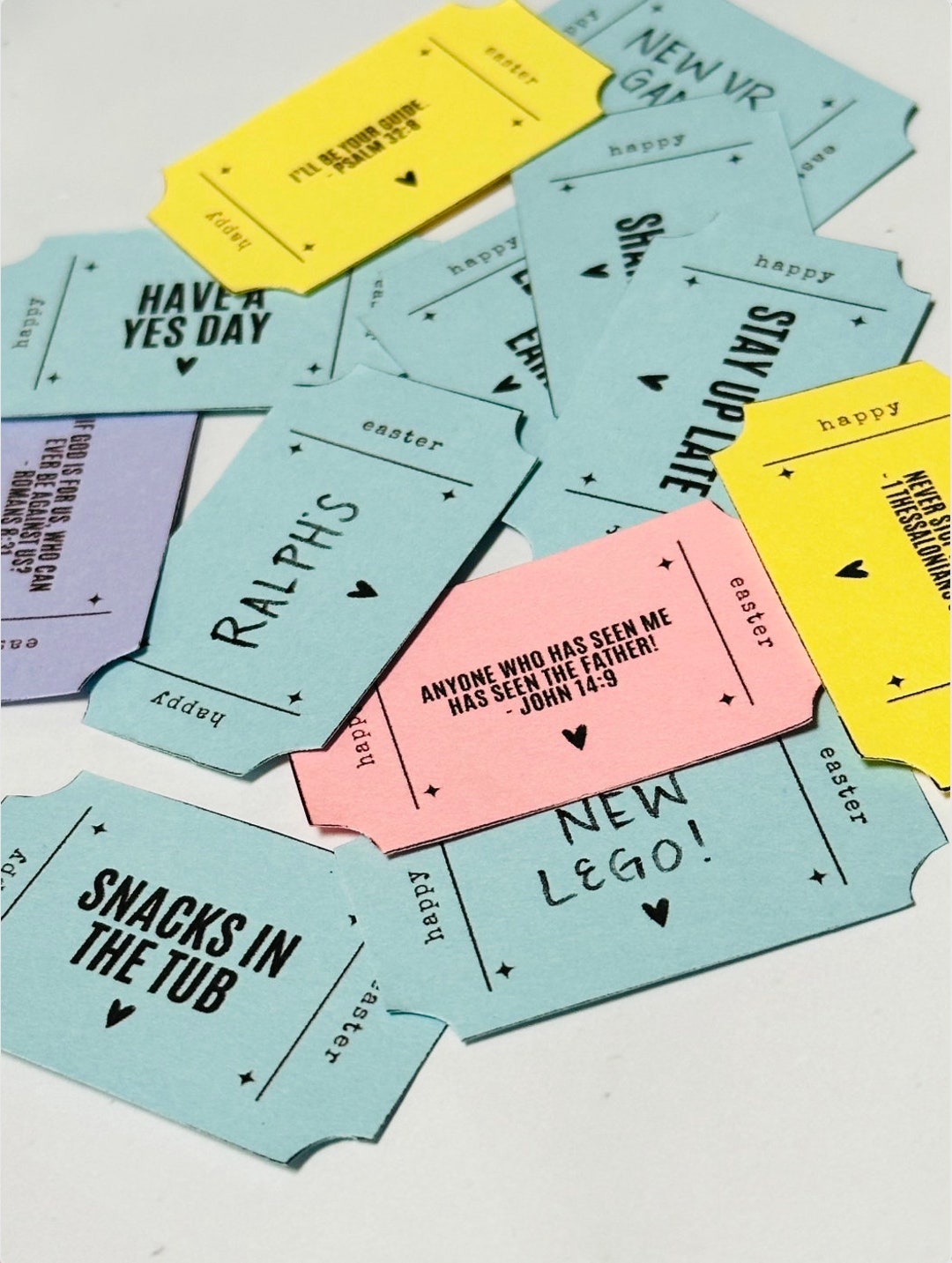 50 Printable Easter Egg Hunt Tickets | Bible Verse Tokens | Jesus Says ...
