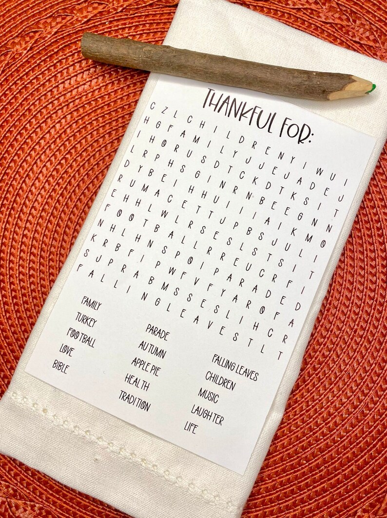 Thanksgiving Word Search Printable: Guest Table Activity (digital ...