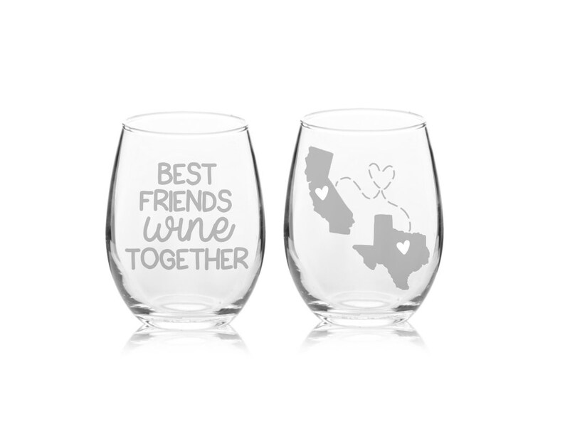 Set of 2 Etched Best Friend Forever Together Stemless Gift | Etsy
