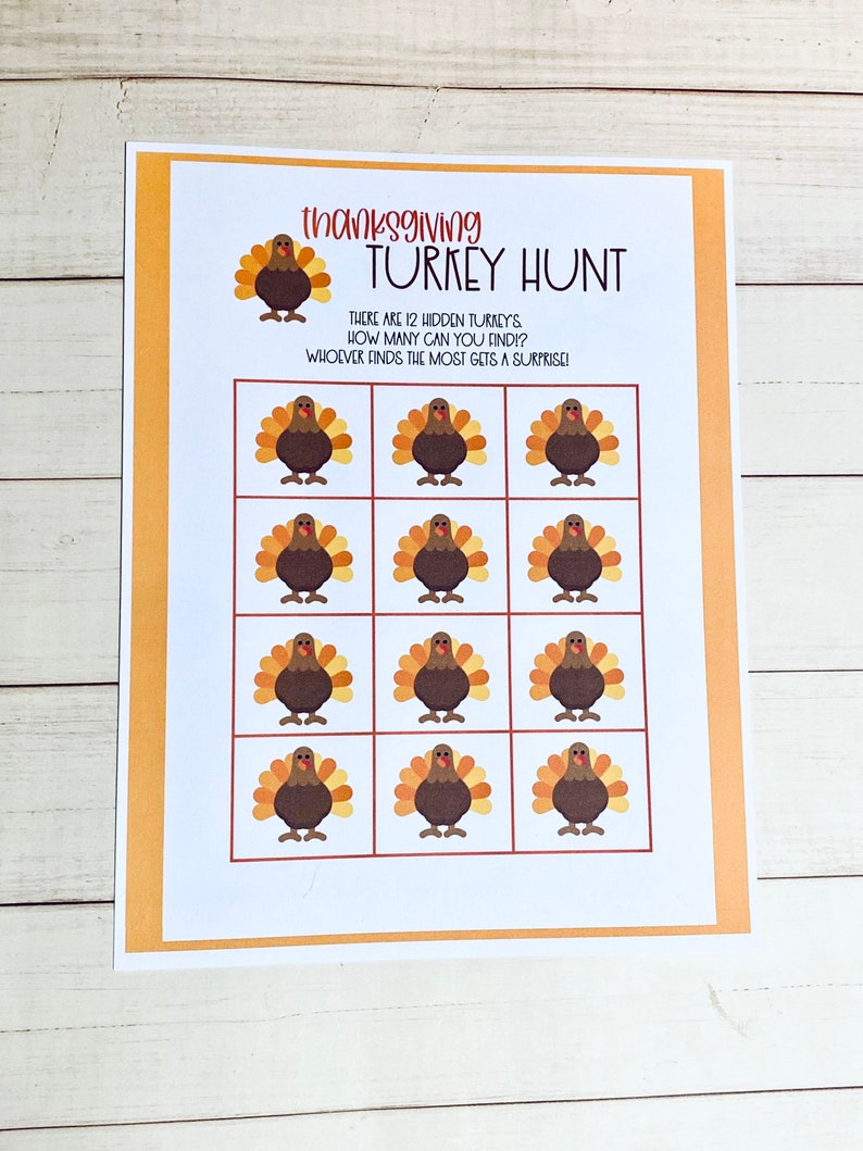 Thanksgiving Turkey Treasure Hunt Game: Kids Printable Activity ...