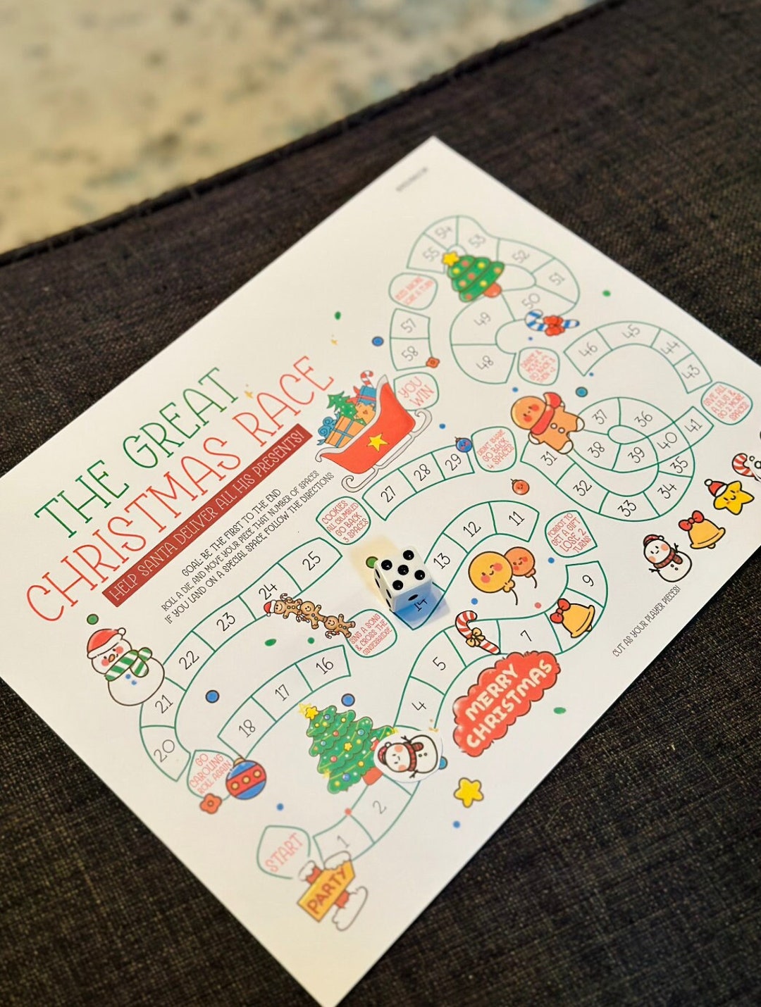 PRINTABLE Christmas Board Game | the Great Race | Xmas Family Party ...