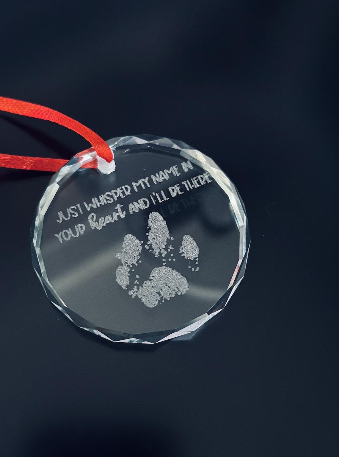 ENGRAVED Pet Memorial Ornament | Dog Paw Print Memory | Custom Cat Loss ...