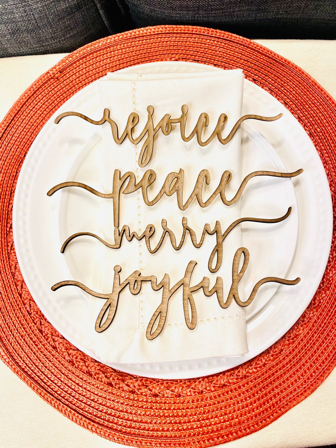 Personalized Christmas Table Decor: Wooden Name Plate Signs, Set of 4 ...