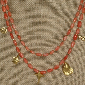 Double String Necklace With Vintage Tube Shaped Natural | Etsy