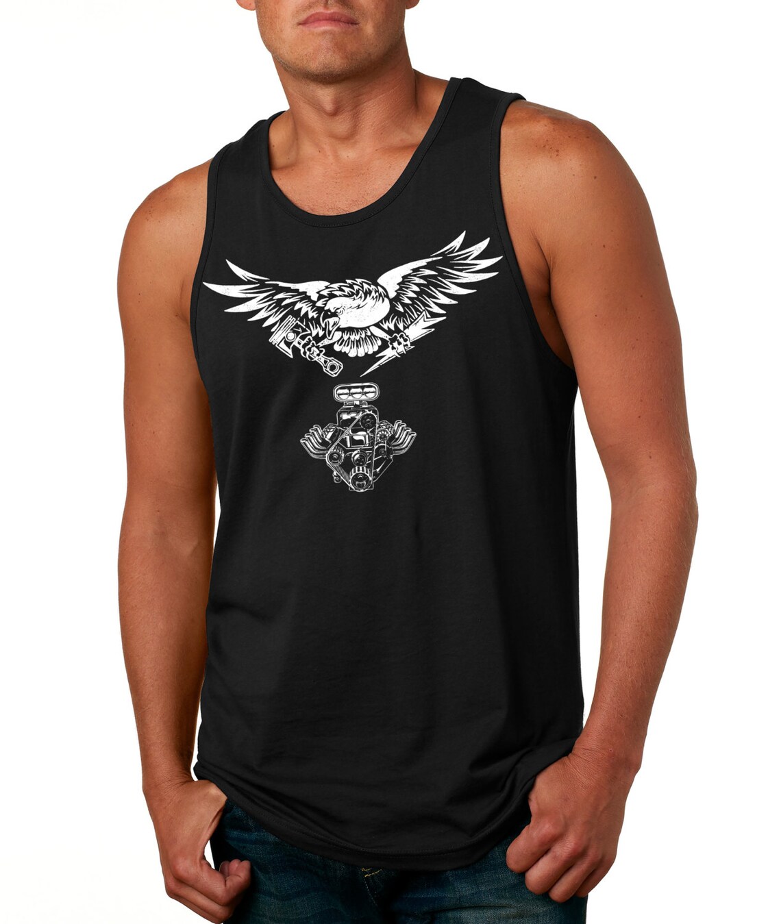 American USA Eagle Tank Top Car Engine Racing Mens Tank Top - Etsy