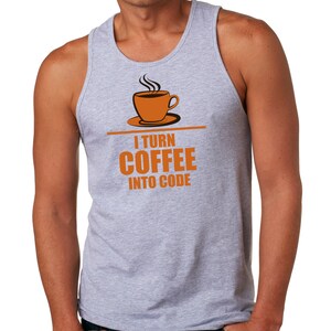 I Turn Coffee Into Code Programmer Funny Mens Tank Top - Etsy