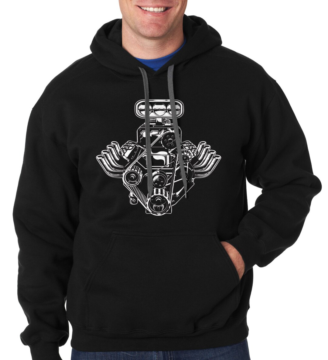 Engine Hoodie Mechanic Muscle Car Sweater Racing Hoodie Hooded ...