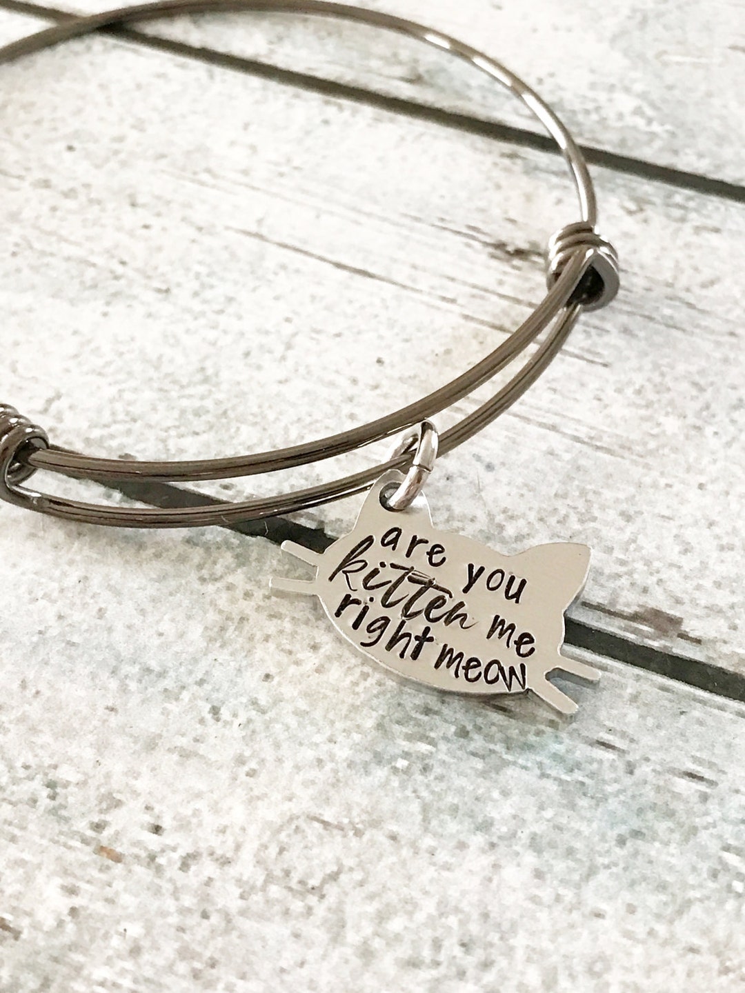 Are You Kitten Me Right Meow Cat Bracelet Hand Stamped - Etsy
