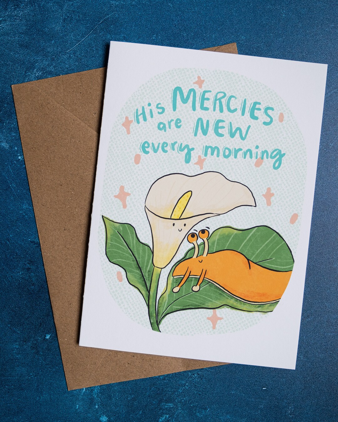 Banana Slug Cala Lily Card: His Mercy is New Christian Art - Etsy