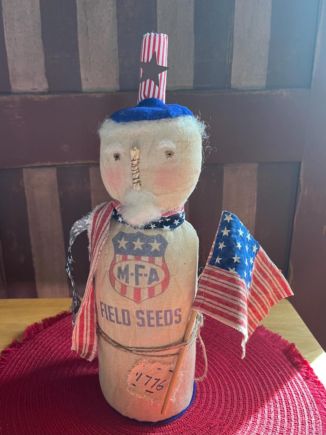 Handmade Primitive Uncle Sam Stump Doll - Etsy
