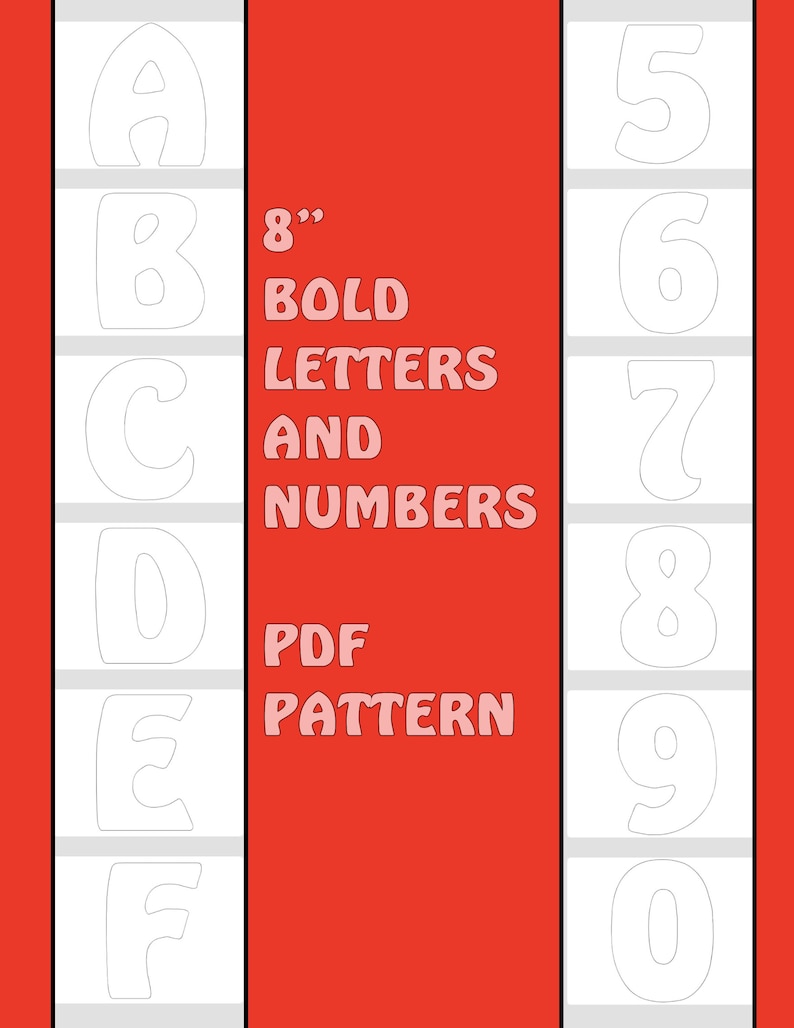 8” Letters Numbers Puff Art Deco PDF Pattern Download for Fabric Letter ...