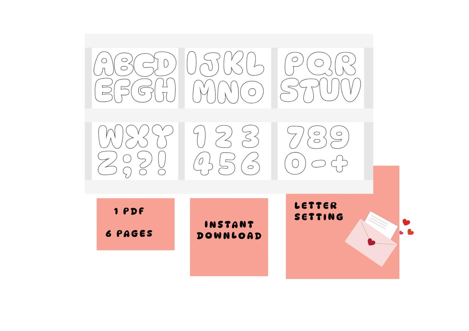 3” Puff Printable Letters and Numbers Pattern PDF Digital Download - Etsy