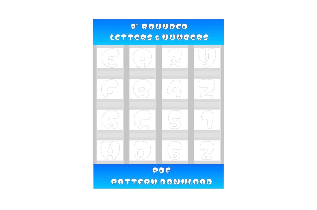 8” Rounded Letter Number Printable Pattern PDF Digital Download Banner ...