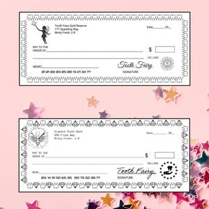 Tooth Fairy Check Printable Cheque Editable Downloadable - Etsy