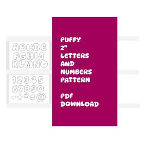 2” Printable Letters Numbers PDF Pattern Digital Download Puffy Style ...