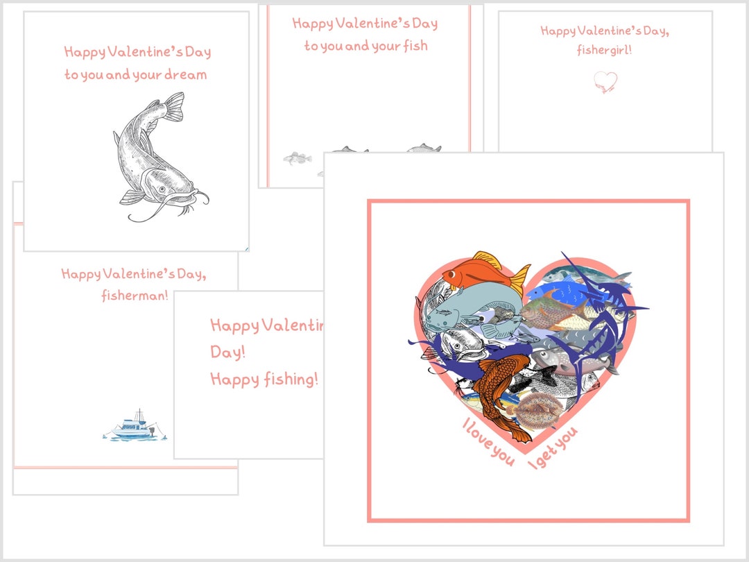 Fish Valentine Card Printable Downloadable - Etsy