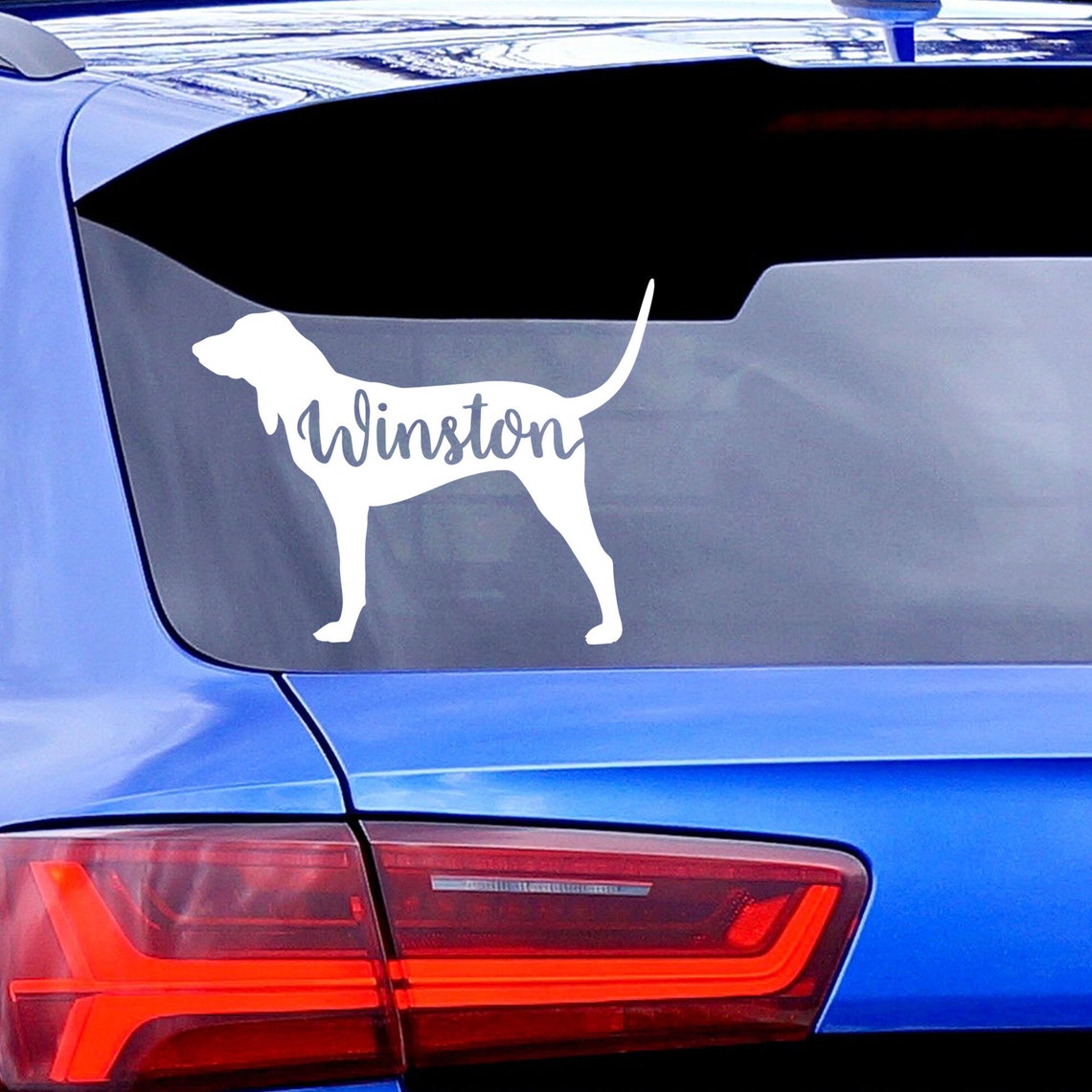 Custom Hound Decal Coonhound Vinyl Decal With Name Inside - Etsy
