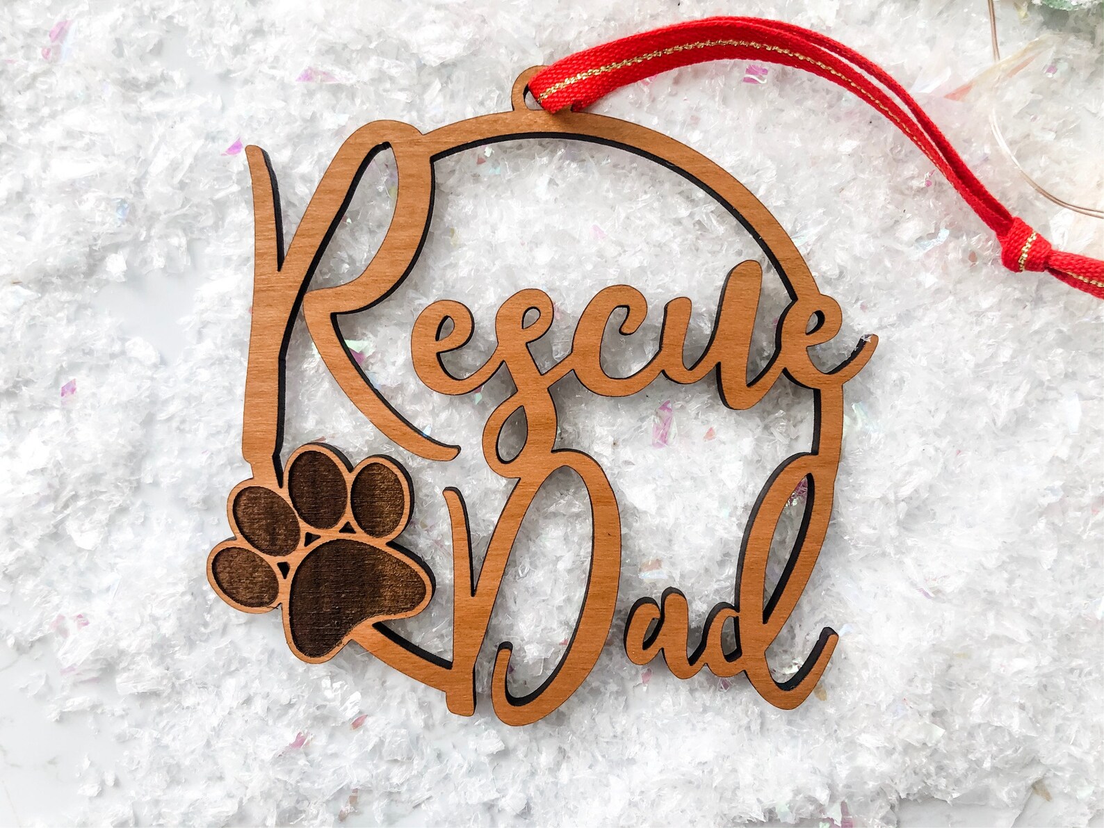 Rescue Dad Christmas Ornament Wood Rescue Dog Dad Ornament | Etsy
