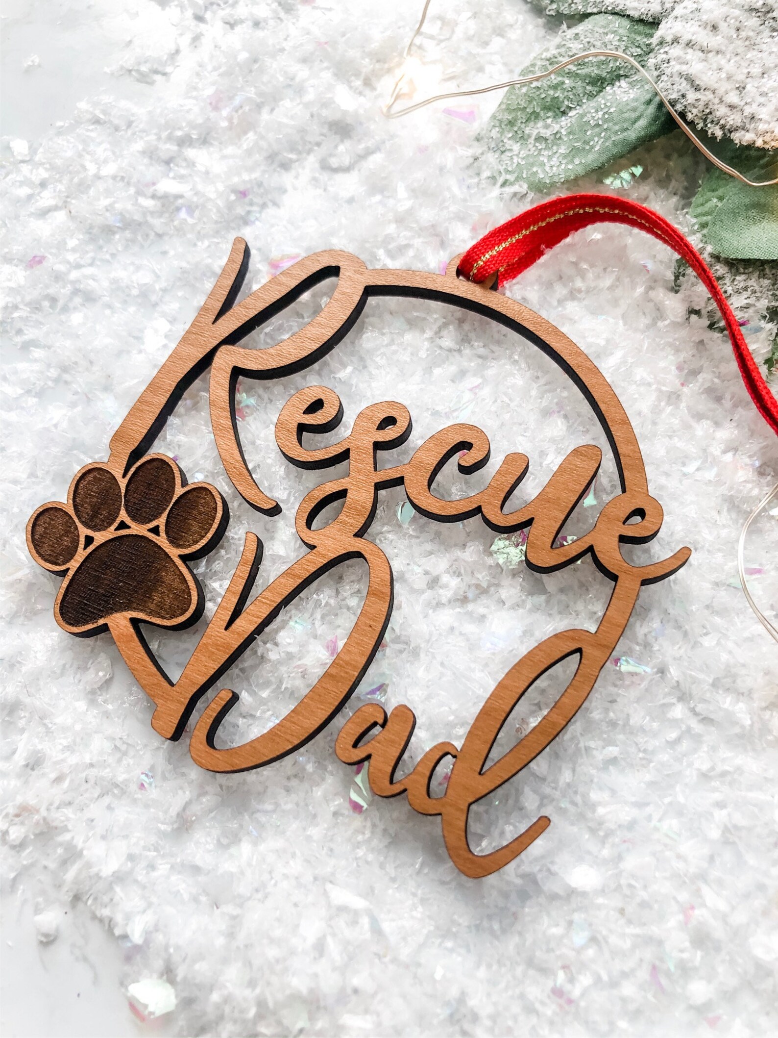 Rescue Dad Christmas Ornament Wood Rescue Dog Dad Ornament | Etsy