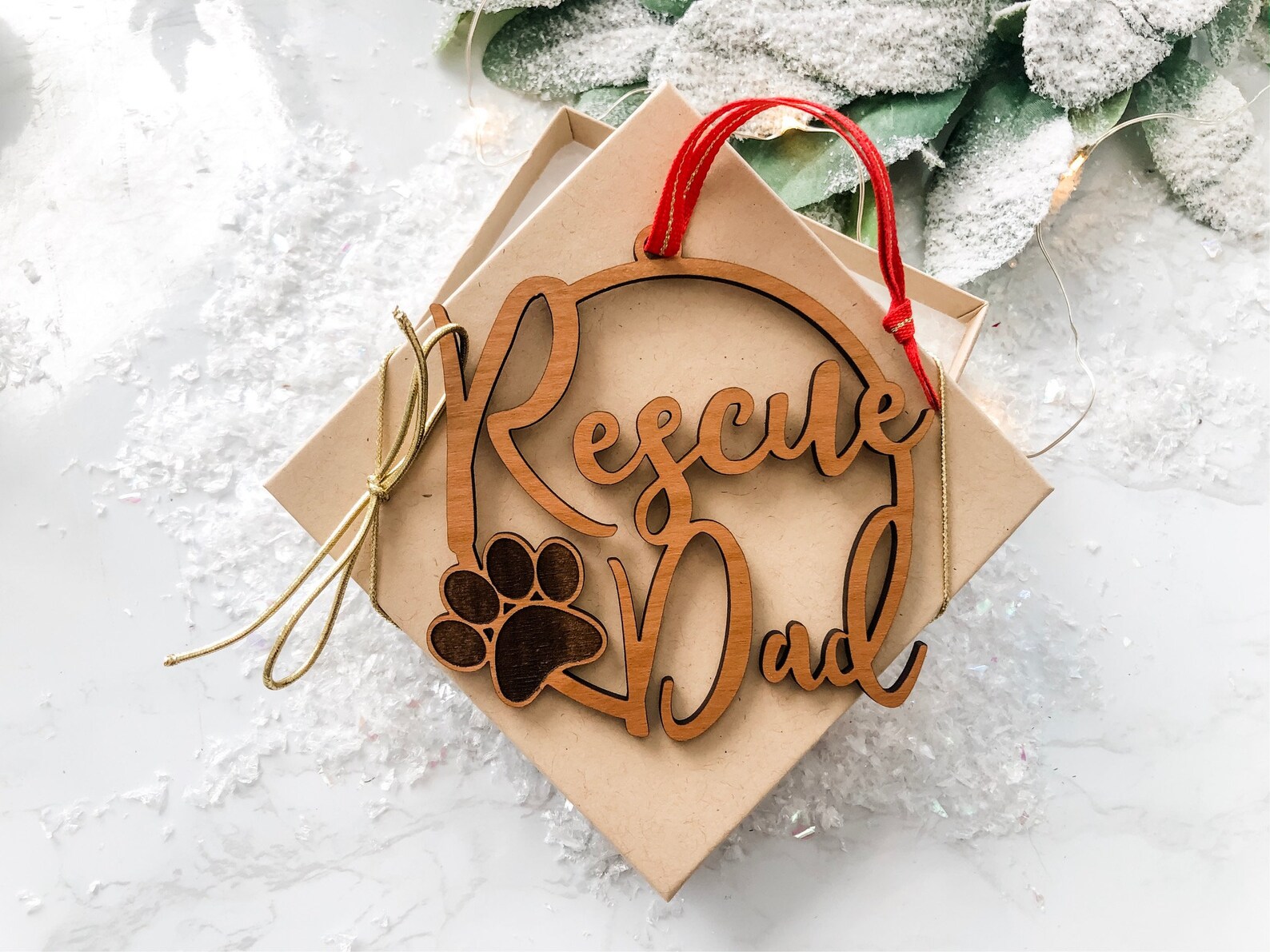 Rescue Dad Christmas Ornament Wood Rescue Dog Dad Ornament | Etsy