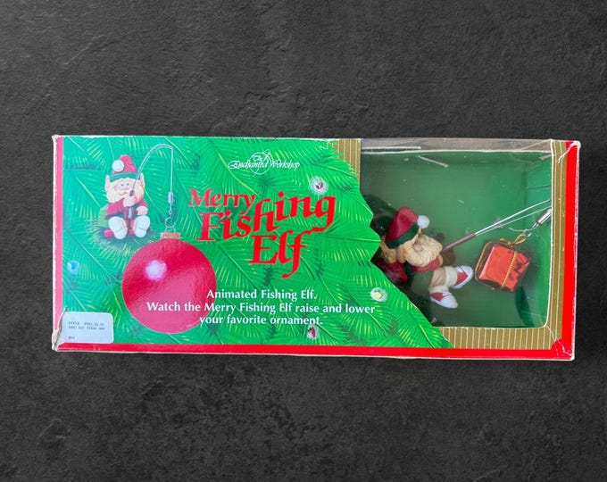 Merry Fishing Elf, Electric Animated Tree Ornament 1992 - Etsy