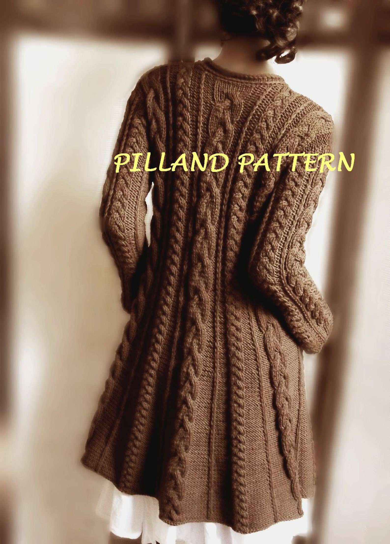 Cable Knit Coat Sweater PDF Knitting Pattern Aran Knit Coat Pattern ...