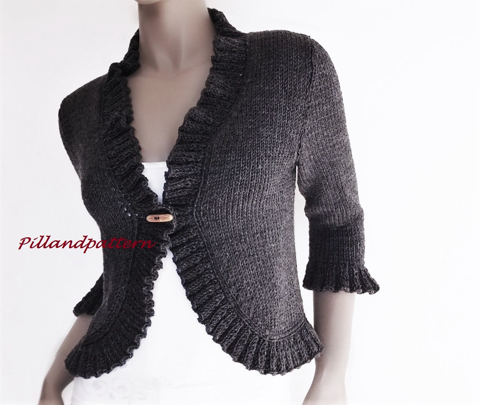 Knitting Pattern Women's Bolero Ruffled Borders Cardigan Women Sweater ...