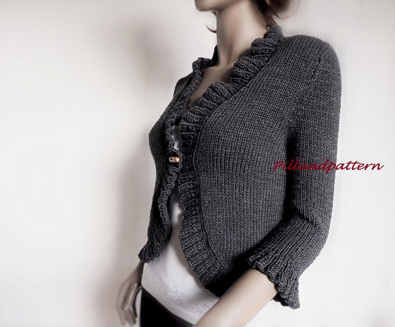 Knitting Pattern Women's Bolero Ruffled Borders Cardigan Women Sweater ...