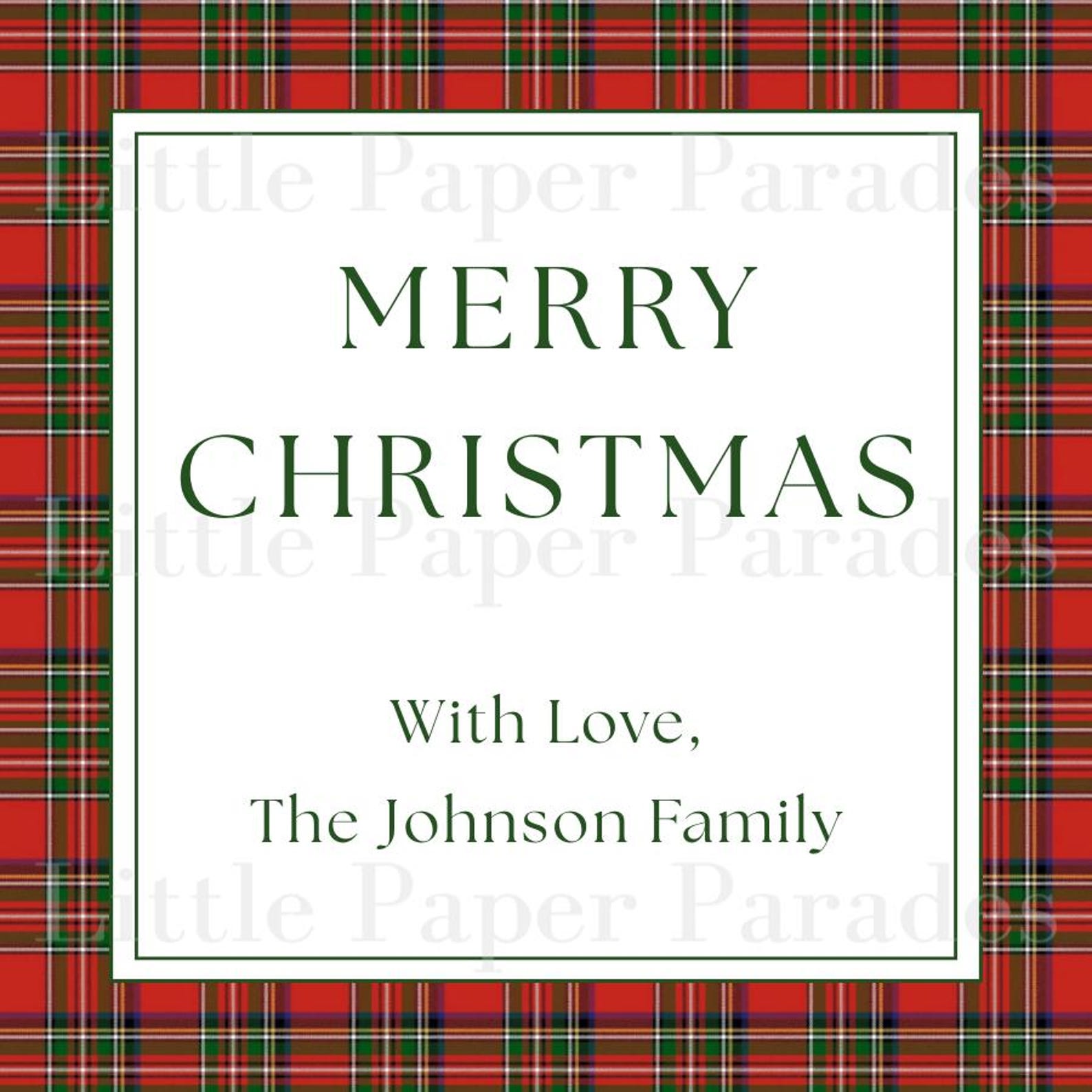 Plaid Christmas Holiday Printable Gift Tag, Editable (instant Digital ...