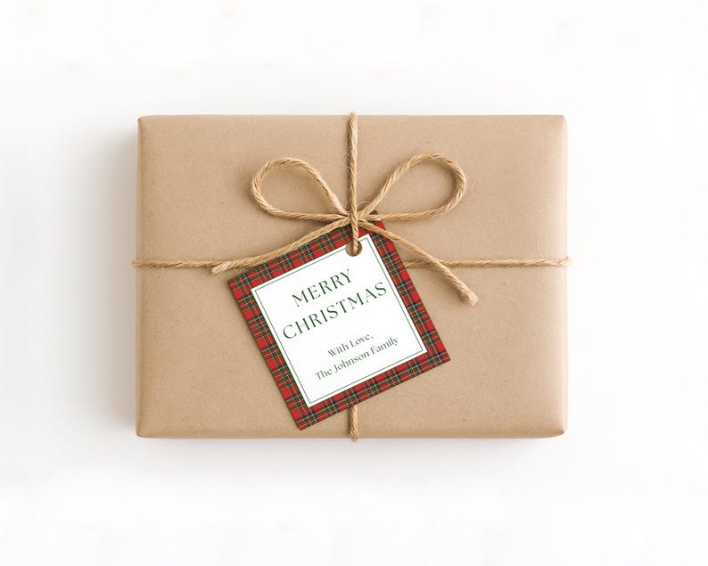 Plaid Christmas Holiday Printable Gift Tag, Editable (instant Digital ...