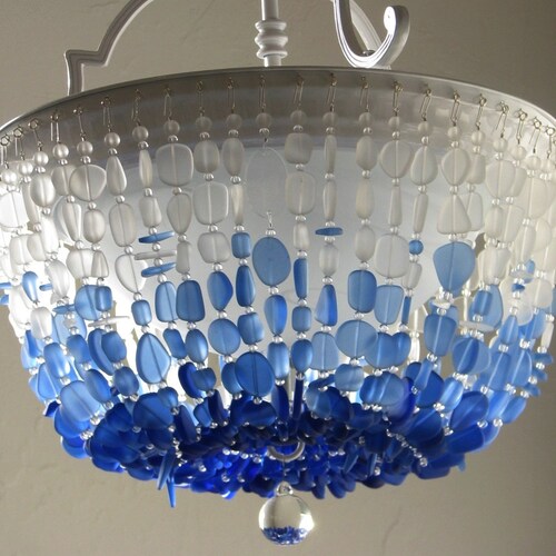 Transitional Beach Glass Sea Glass Chandelier Lighting Ceiling | Etsy