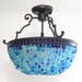 Sea Glass Chandelier Lighting Fixture Beach Glass Ceiling Fixture Flush ...