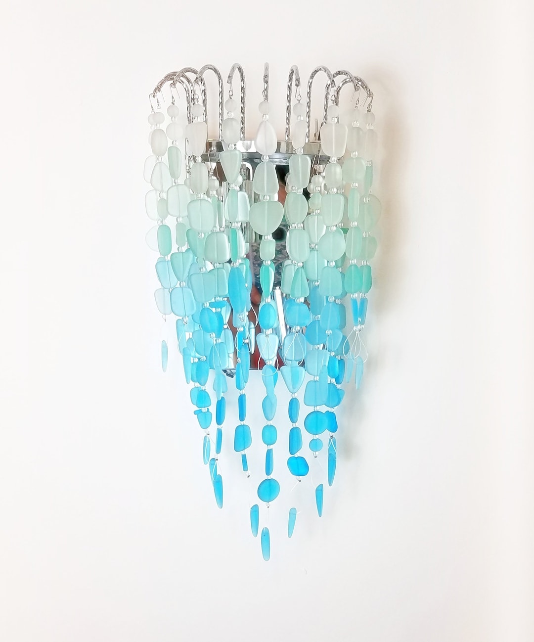 Sea Glass Sconce 2-light Wall Fixture Coastal Decor Beach Glass Sconce ...