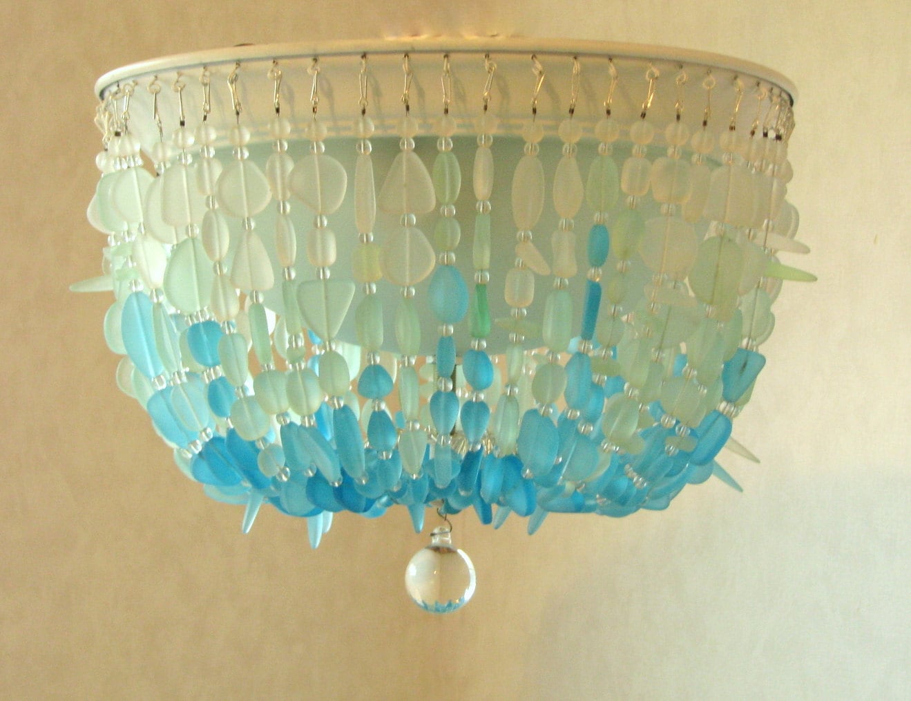 Sea Glass Chandelier Lighting Fixture FLUSH MOUNT Coastal - Etsy