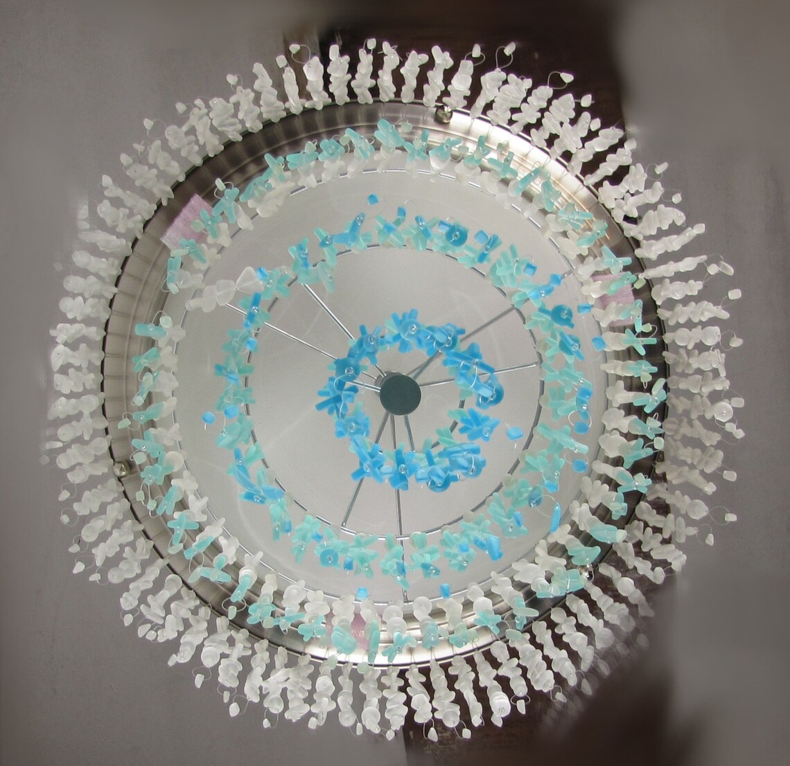 Sea Glass Chandelier Lighting Ceiling Fixture Beach Glass Coastal Decor ...