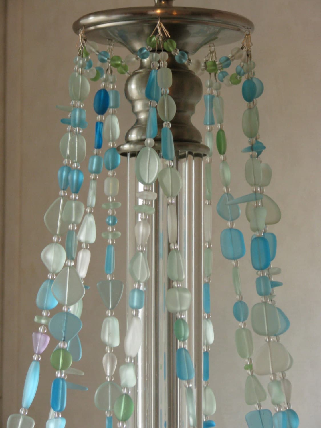 Sea Glass Chandelier Coastal Ceiling Fixture 5 Light Seashore | Etsy