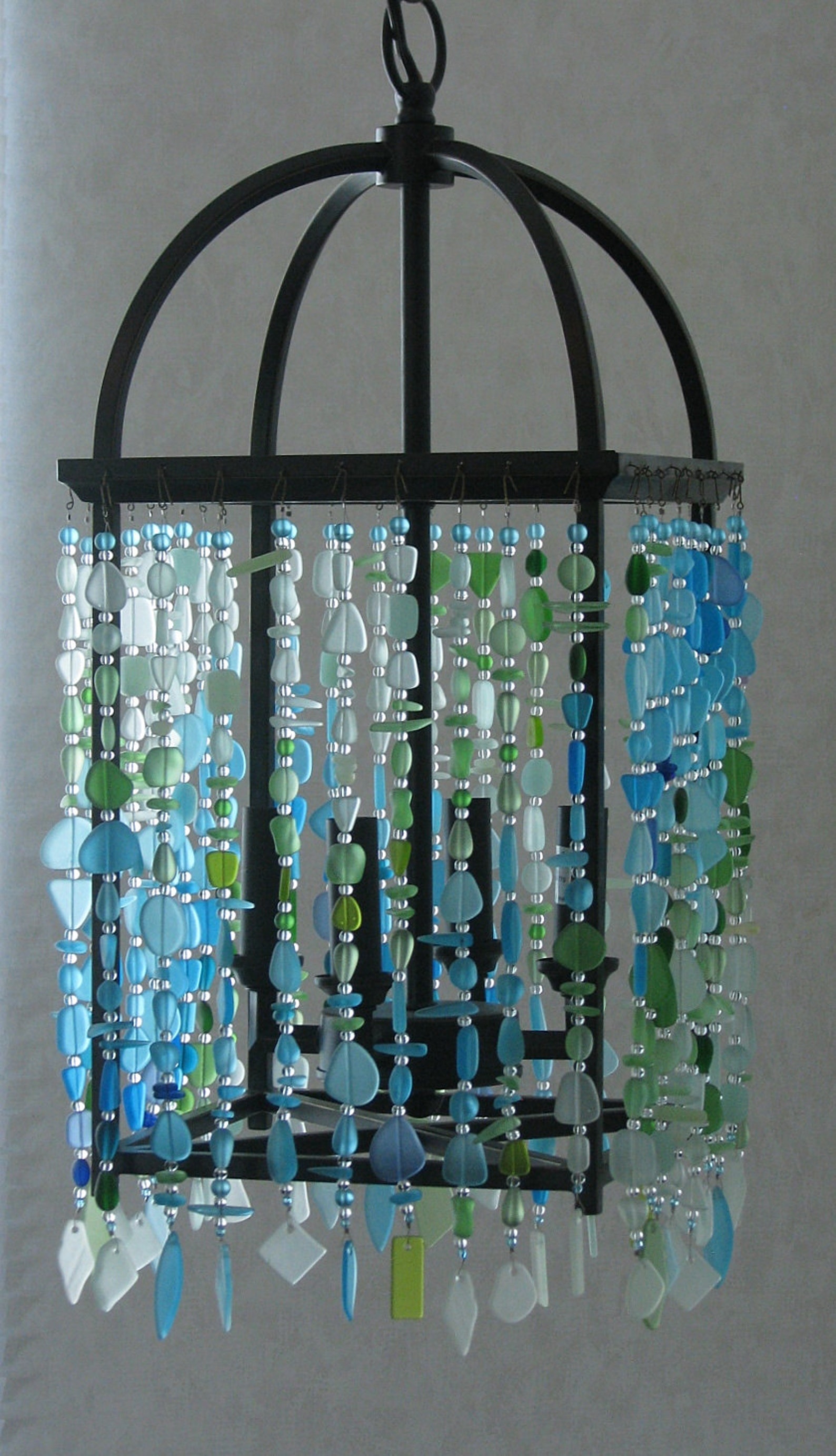 Sea Glass Chandelier Ceiling Fixture Foyer Light Coastal Decor | Etsy