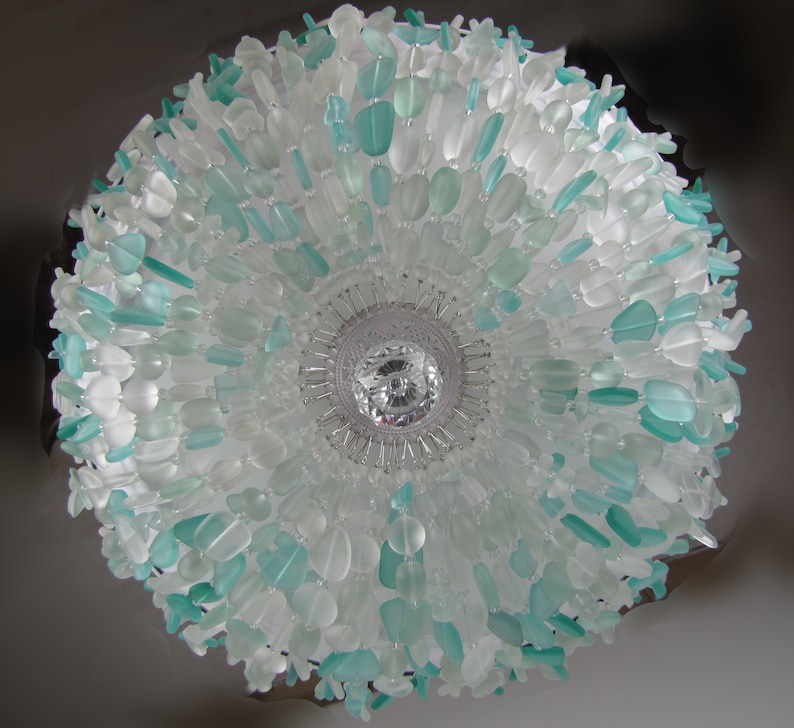 Sea Glass Chandelier: Coastal Flush Mount Lighting, Grand Isle Design ...