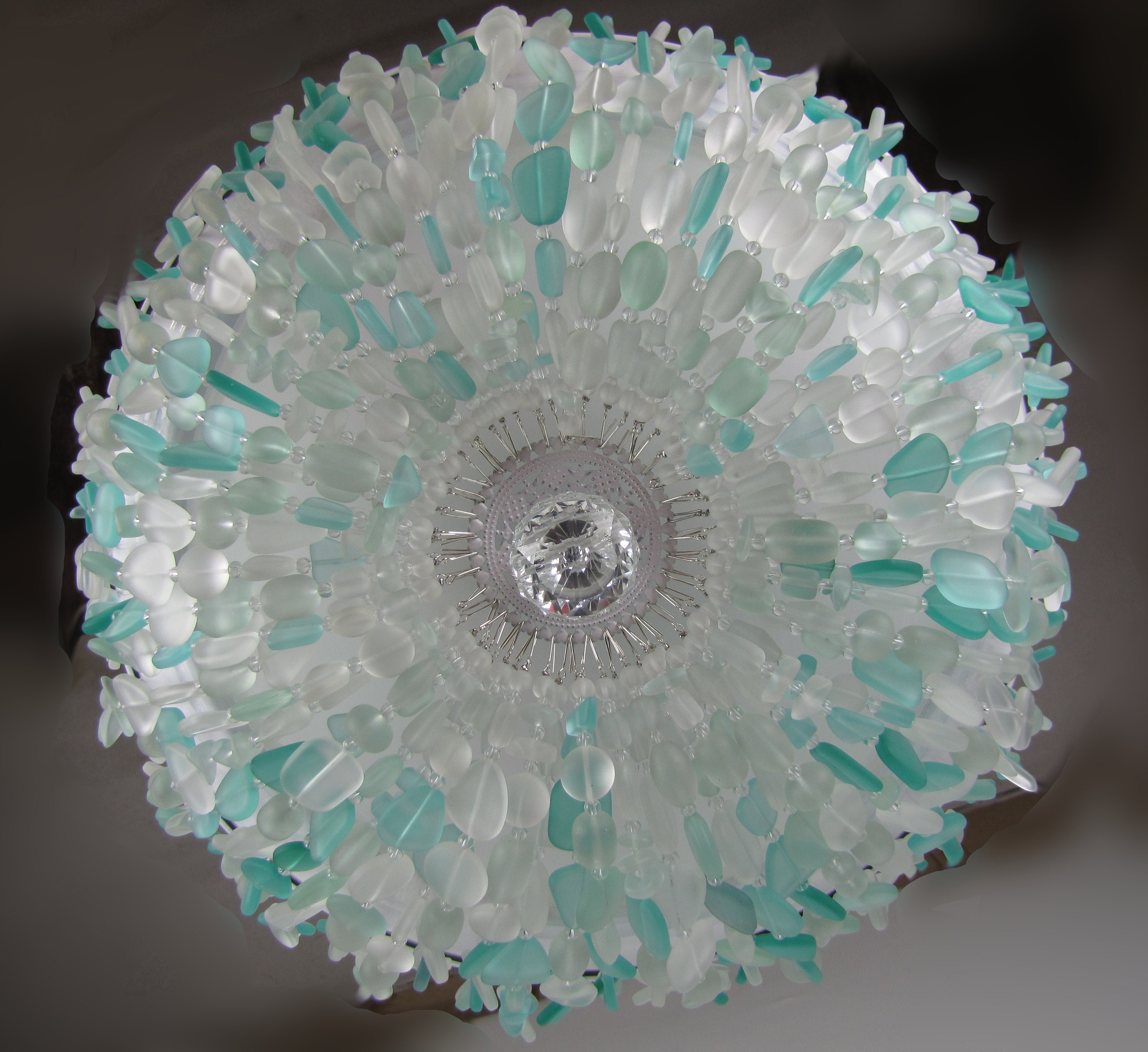 Sea Glass Chandelier Lighting Fixture Beach Glass Ceiling | Etsy