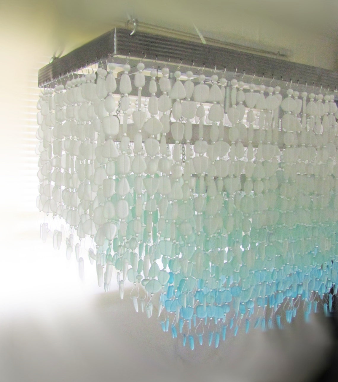 Rectangular Sea Glass Chandelier Lighting Fixture Kitchen - Etsy