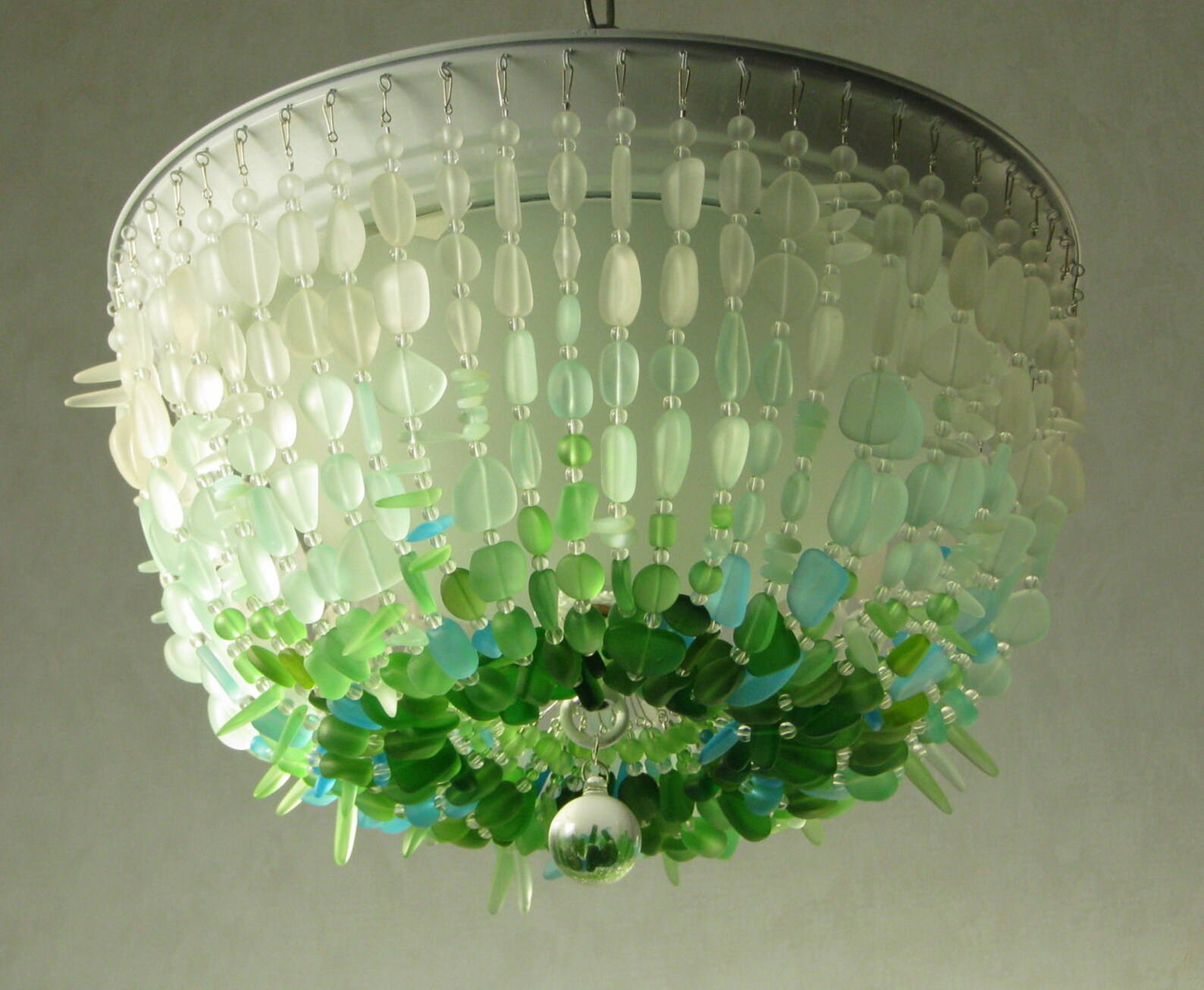 Sea Glass Chandelier Ombre FLUSH MOUNT Coastal Decor Beach - Etsy