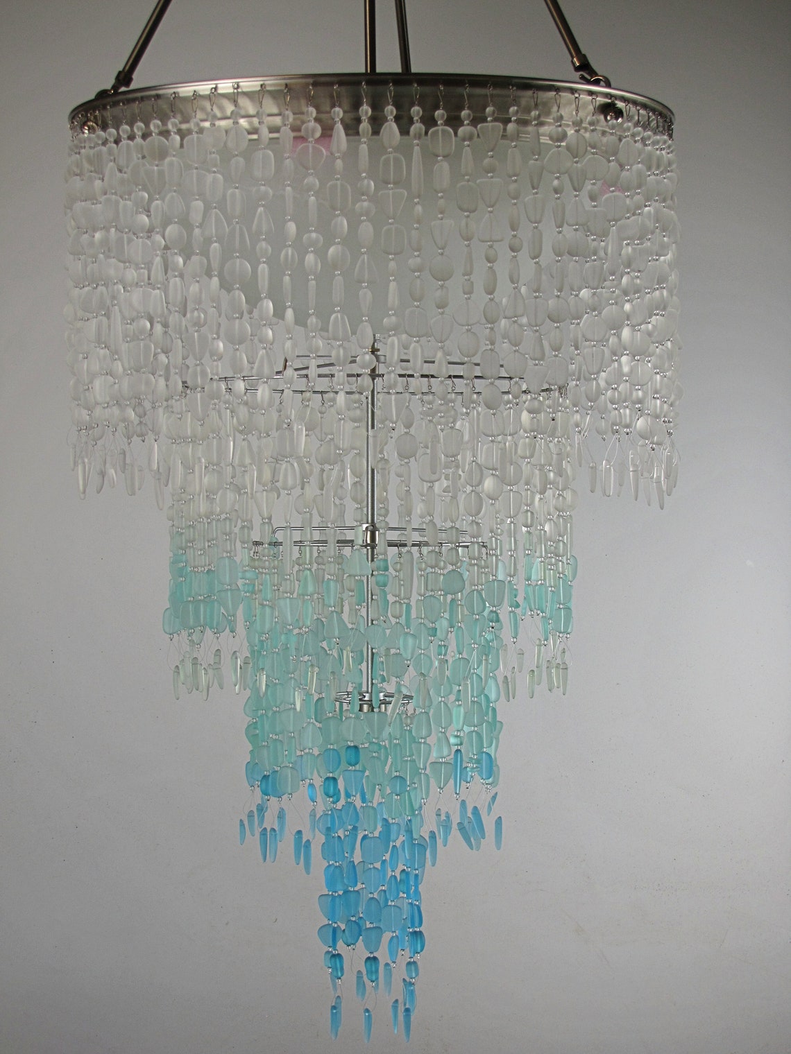 Sea Glass Chandelier Lighting Ceiling Fixture Beach Glass | Etsy