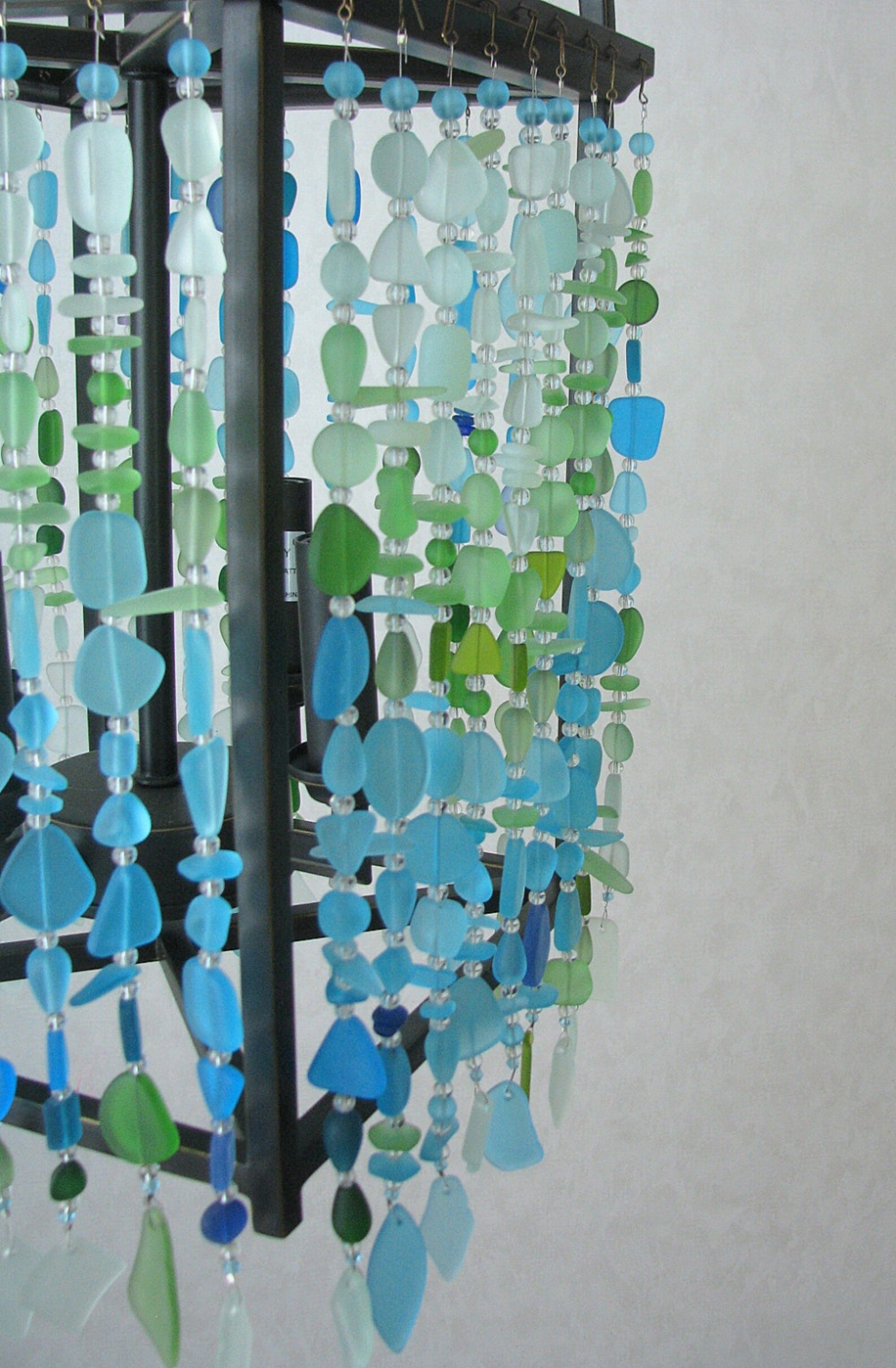 Sea Glass Chandelier Ceiling Fixture Foyer Light Coastal Decor | Etsy