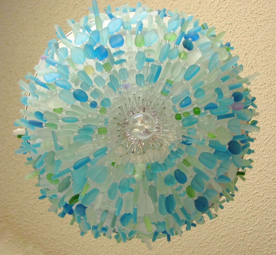 Sea Glass Chandelier Lighting Fixture Beach Glass Ceiling - Etsy