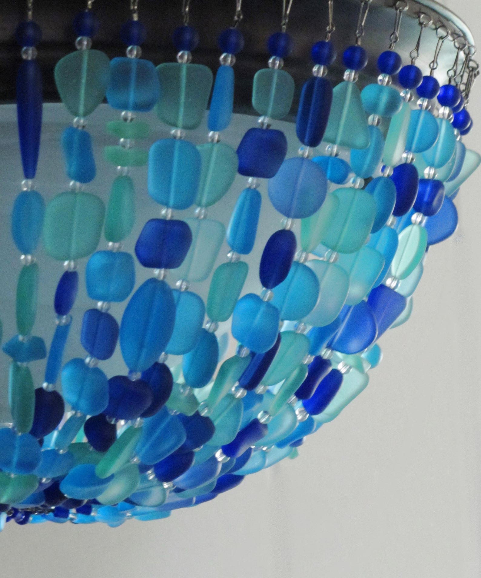 Sea Glass Chandelier Lighting Fixture Beach Glass Ceiling - Etsy