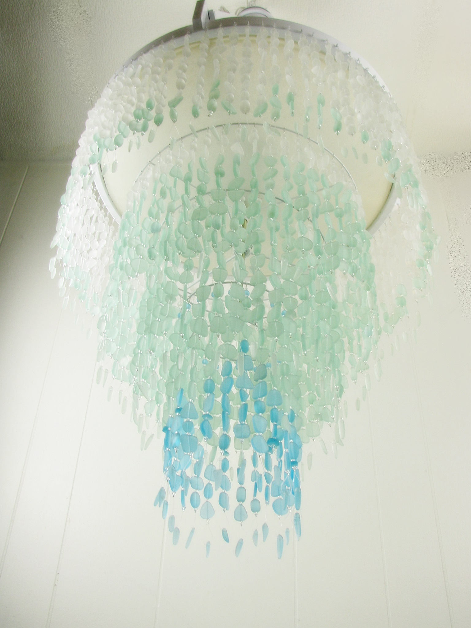 Sea Glass Chandelier Lighting Ceiling Fixture Beach Glass | Etsy