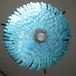 Sea Glass Chandelier SEMI FLUSH MOUNT Coastal Decor Beach Glass Ceiling ...