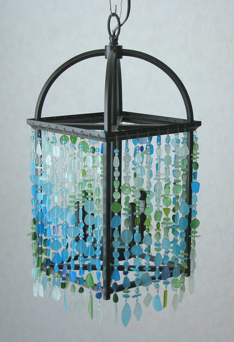 Sea Glass Chandelier Ceiling Fixture Foyer Light Coastal Decor | Etsy